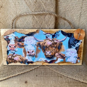 Cattle Decor, Cow Wall Hanging, Cattle Art, Decoupaged Wood Board With ...
