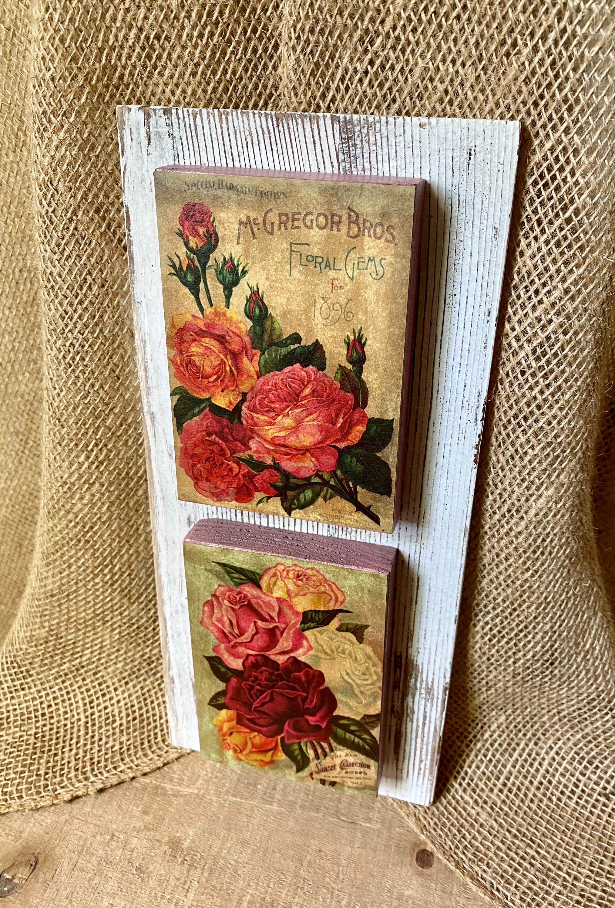 Roses Wood Board Cottage Theme Decor Seed Packet Rose - Etsy
