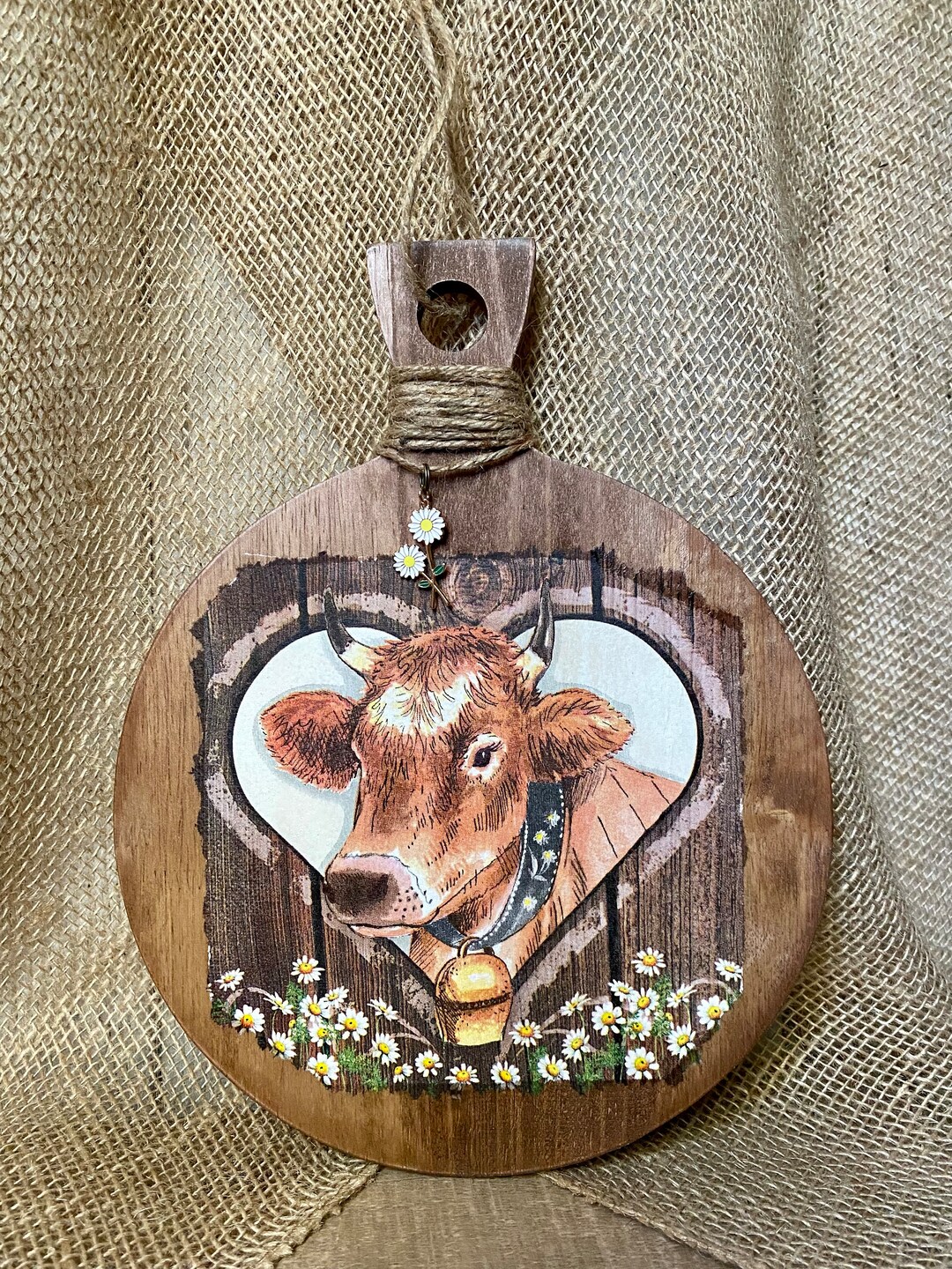 Cutting Board With Cow, Charcuterie Board, Wood Board With Cow and ...