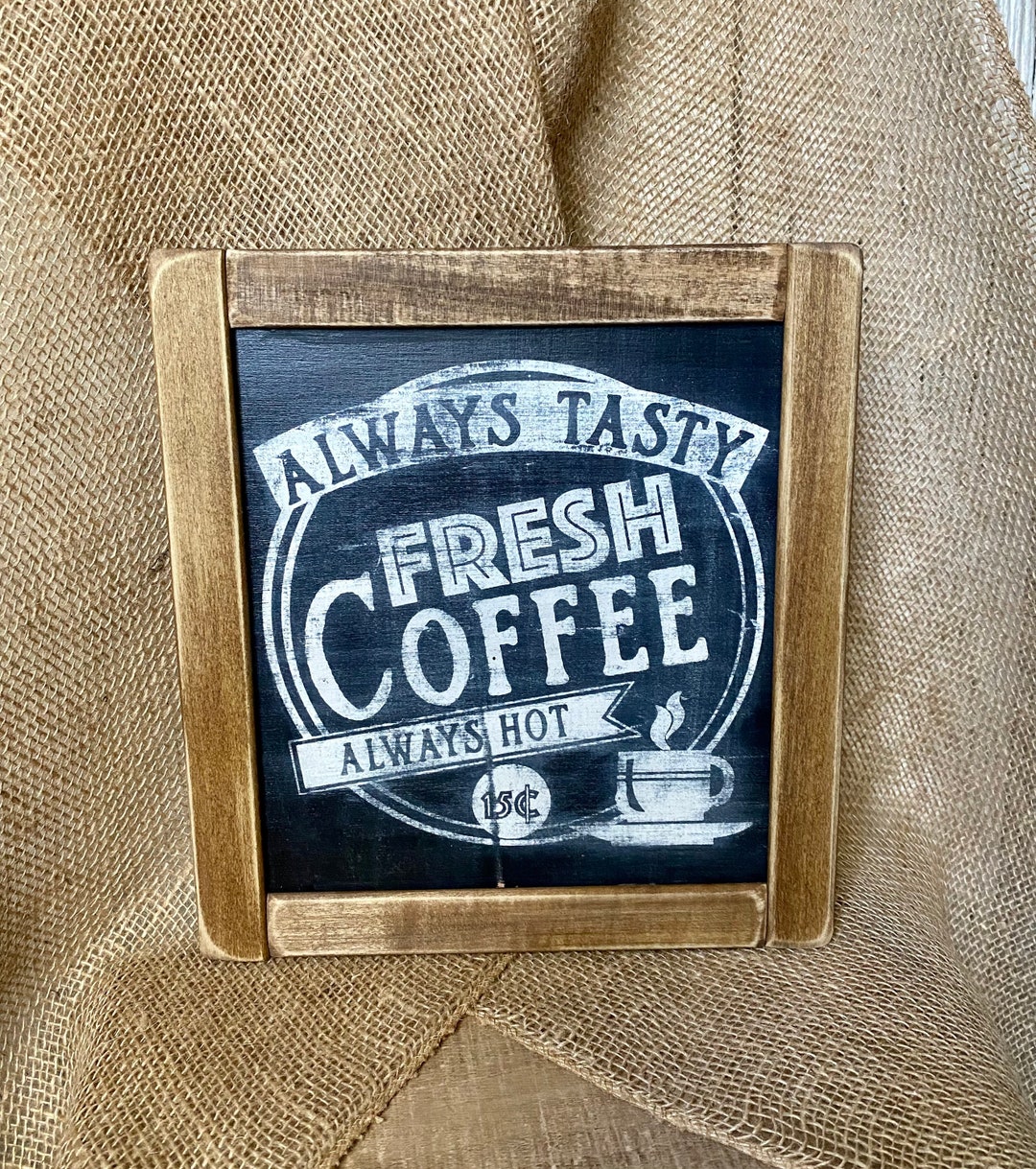 Coffee Wood Plaque, Stenciled Coffee Board, Framed Coffee, Chalkboard ...