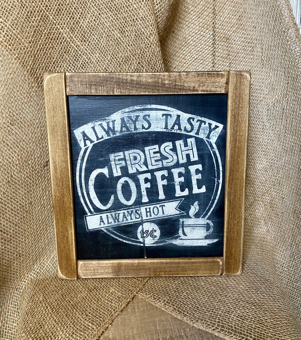 Coffee Wood Plaque Stenciled Coffee Board Framed Coffee - Etsy