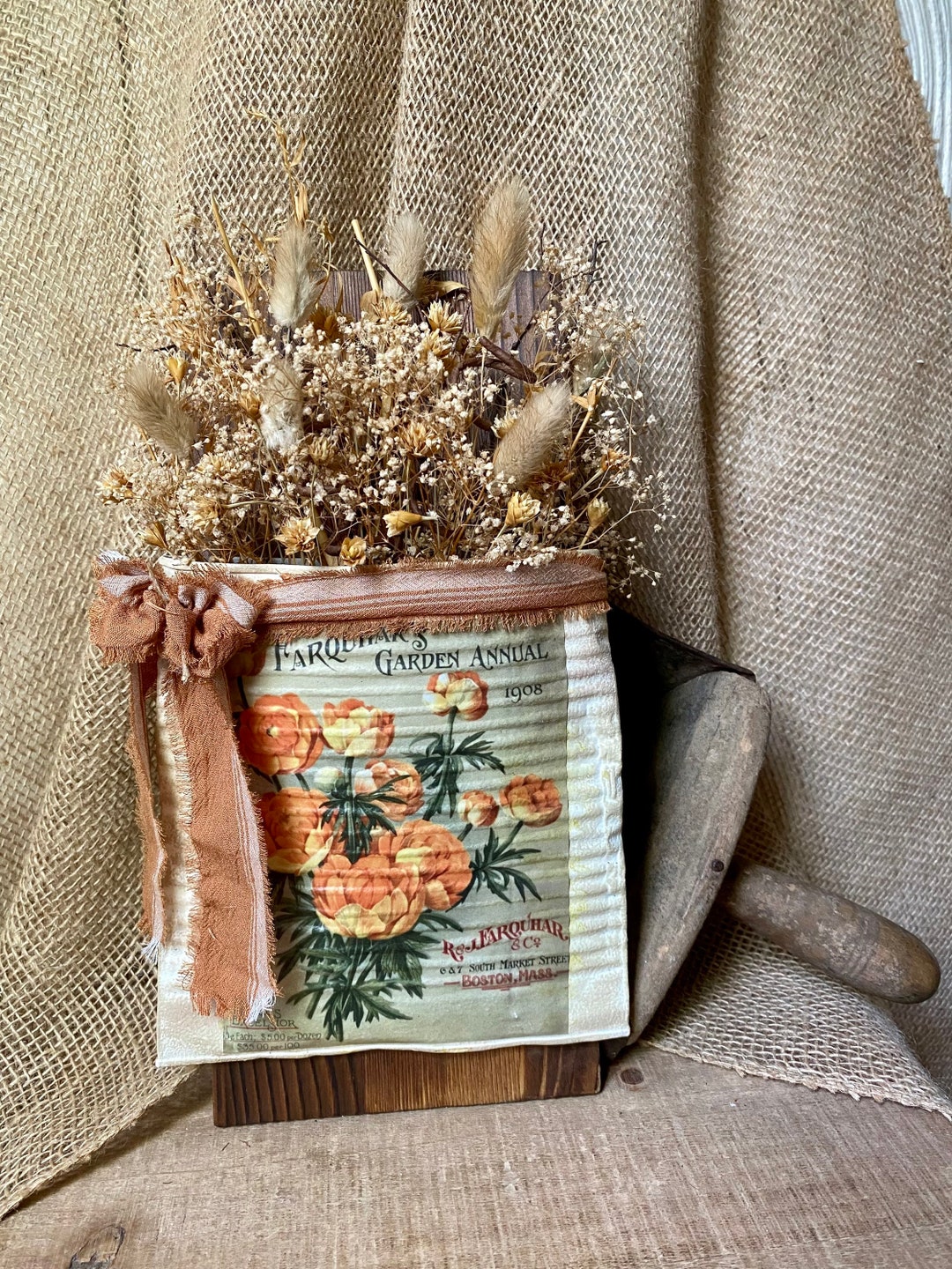 Flower Seed Wall Pocket, Flower Wall Hanging, Seed Packet Art ...