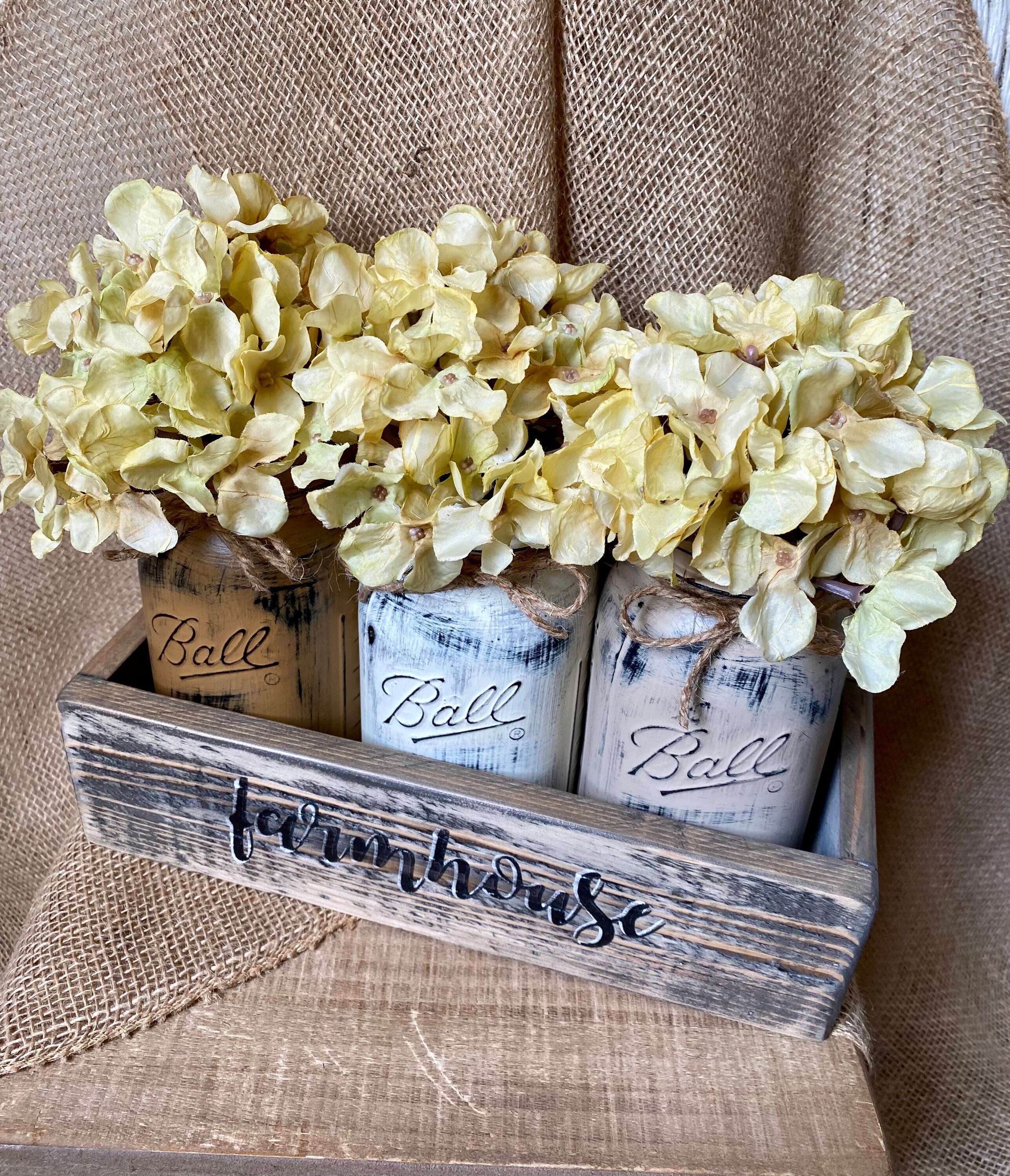 Farmhouse Mason Jar Set, Wedding Reception Accent, Farmhouse Design ...