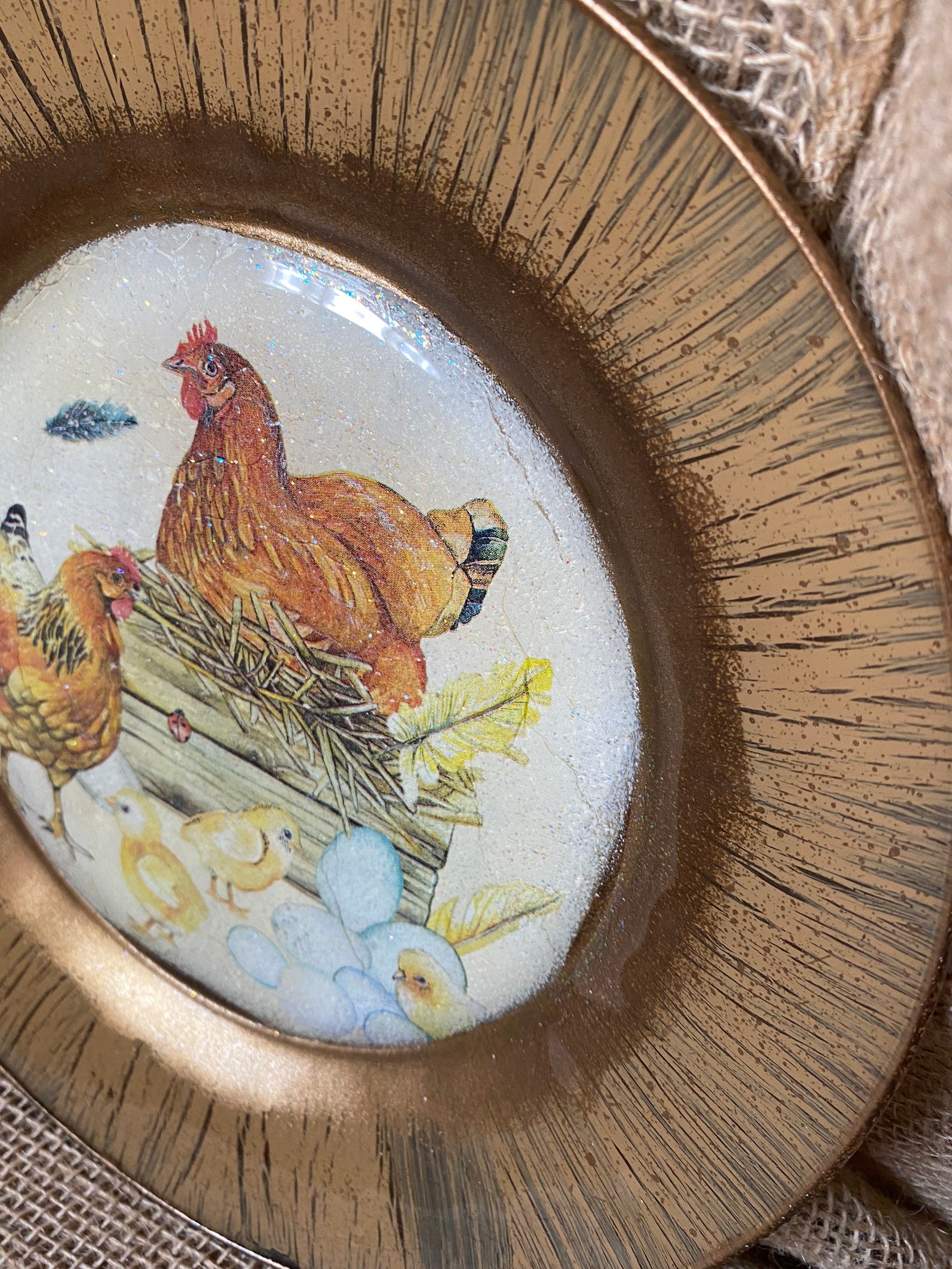 Chicken Glass Plate Chicken Dinner Plate Decoupaged Plate - Etsy