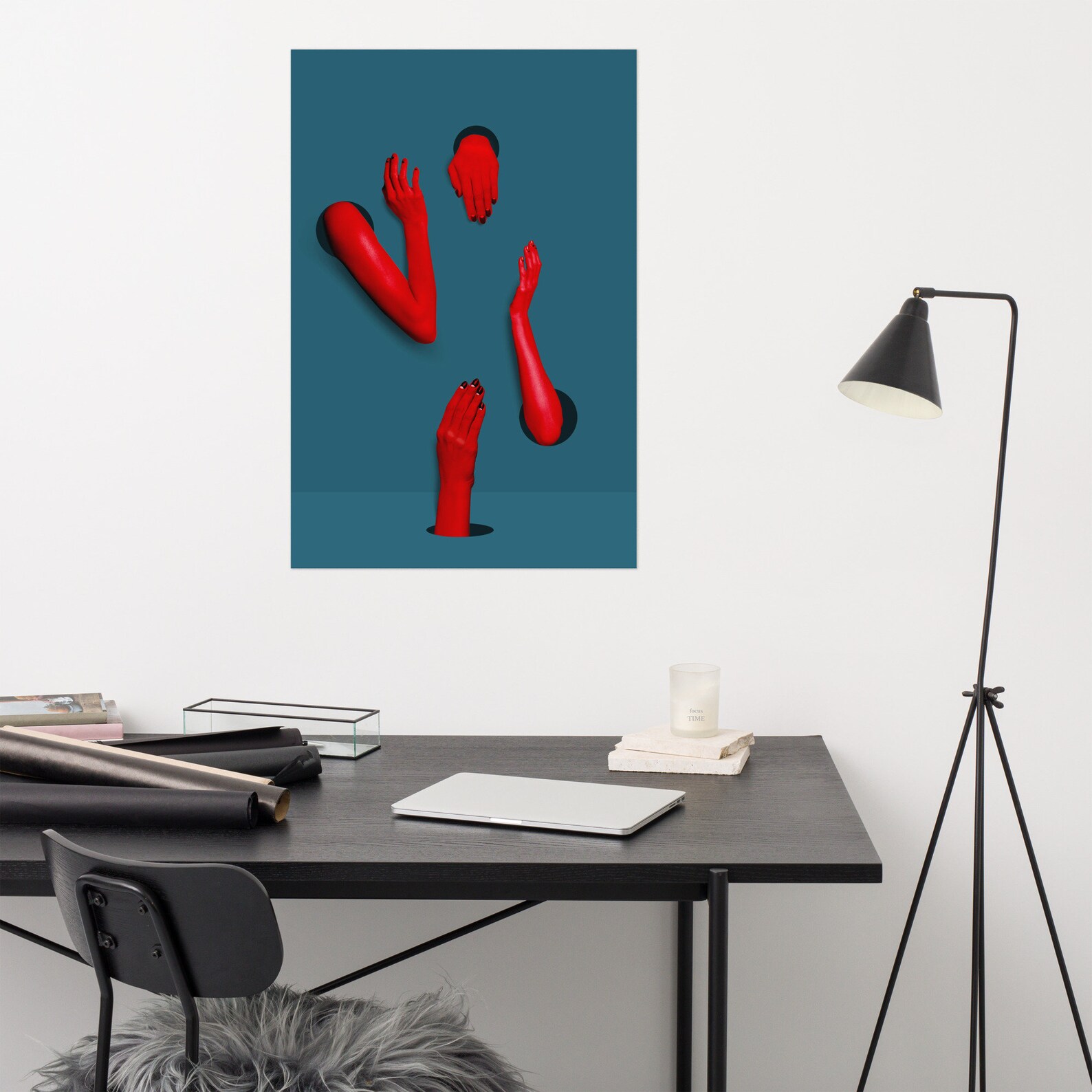Reaching Out: 4 Hands, a Printed Poster in Variant Sizes. Red Hands ...