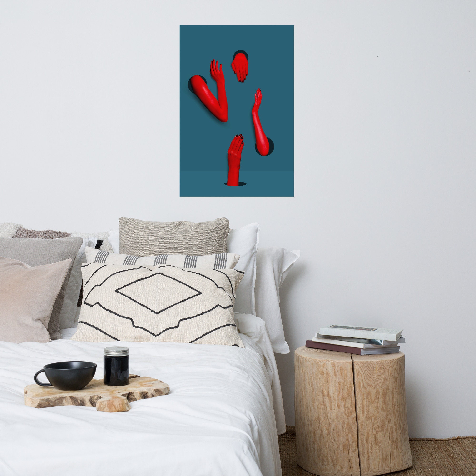 Reaching Out: 4 Hands, a Printed Poster in Variant Sizes. Red Hands ...
