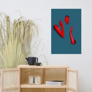 Reaching Out: 3 Hands, Printed Poster in Variant Sizes. Red Hands ...