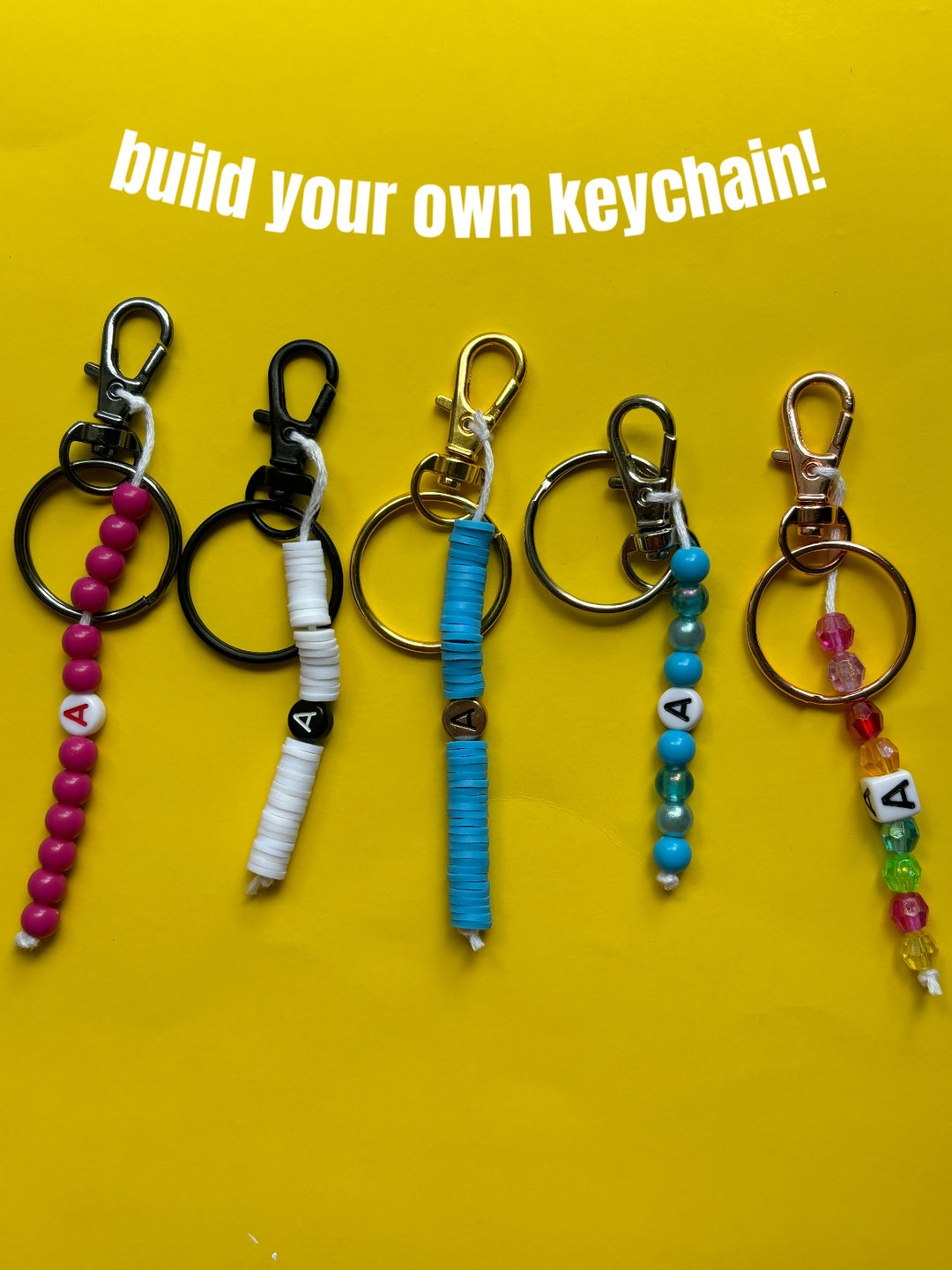 Custom Beaded Keychains With Key Ring - Etsy