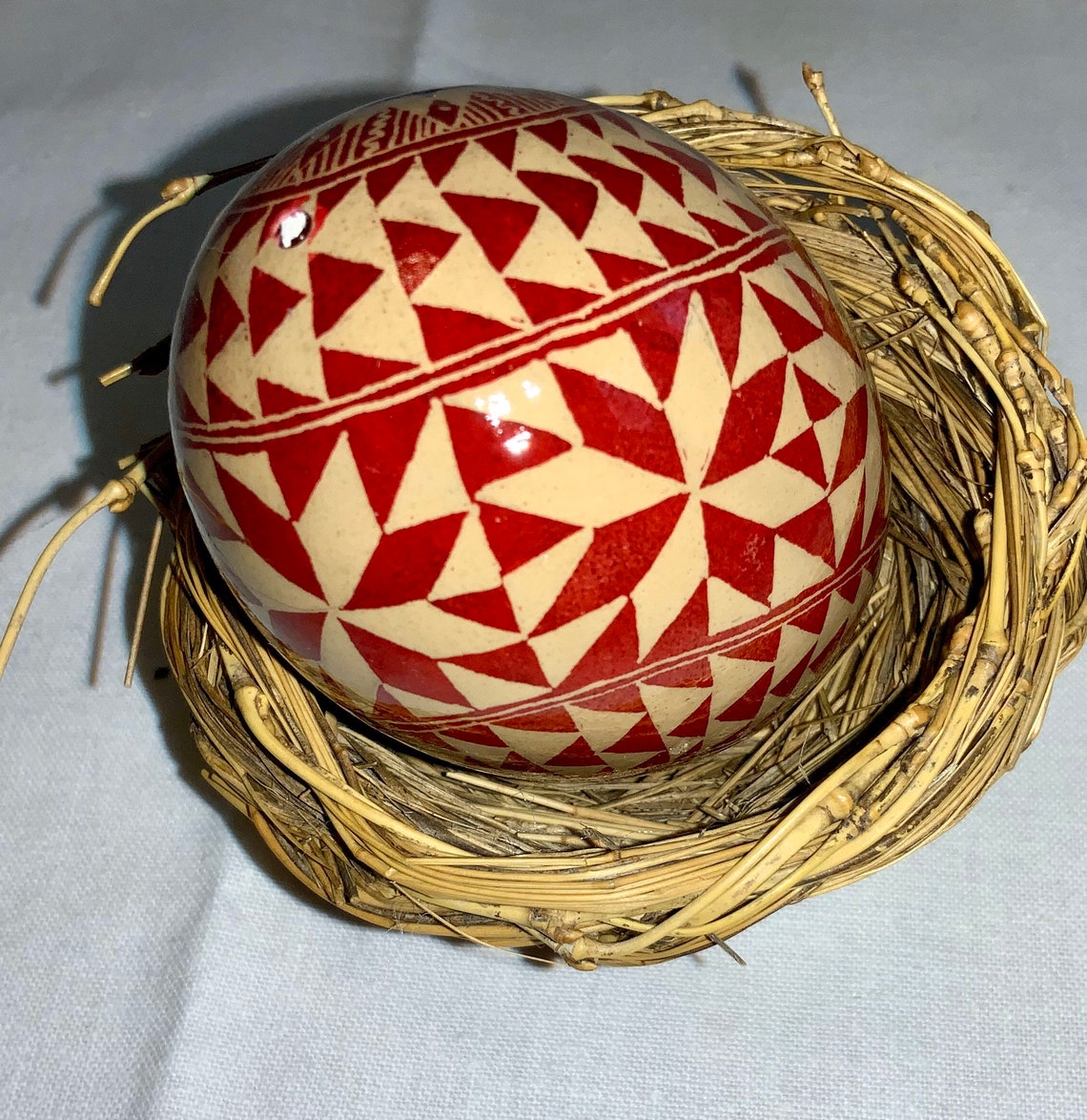 Modern Pysanky Brown Chicken Egg in With Bright Red Stars | Etsy