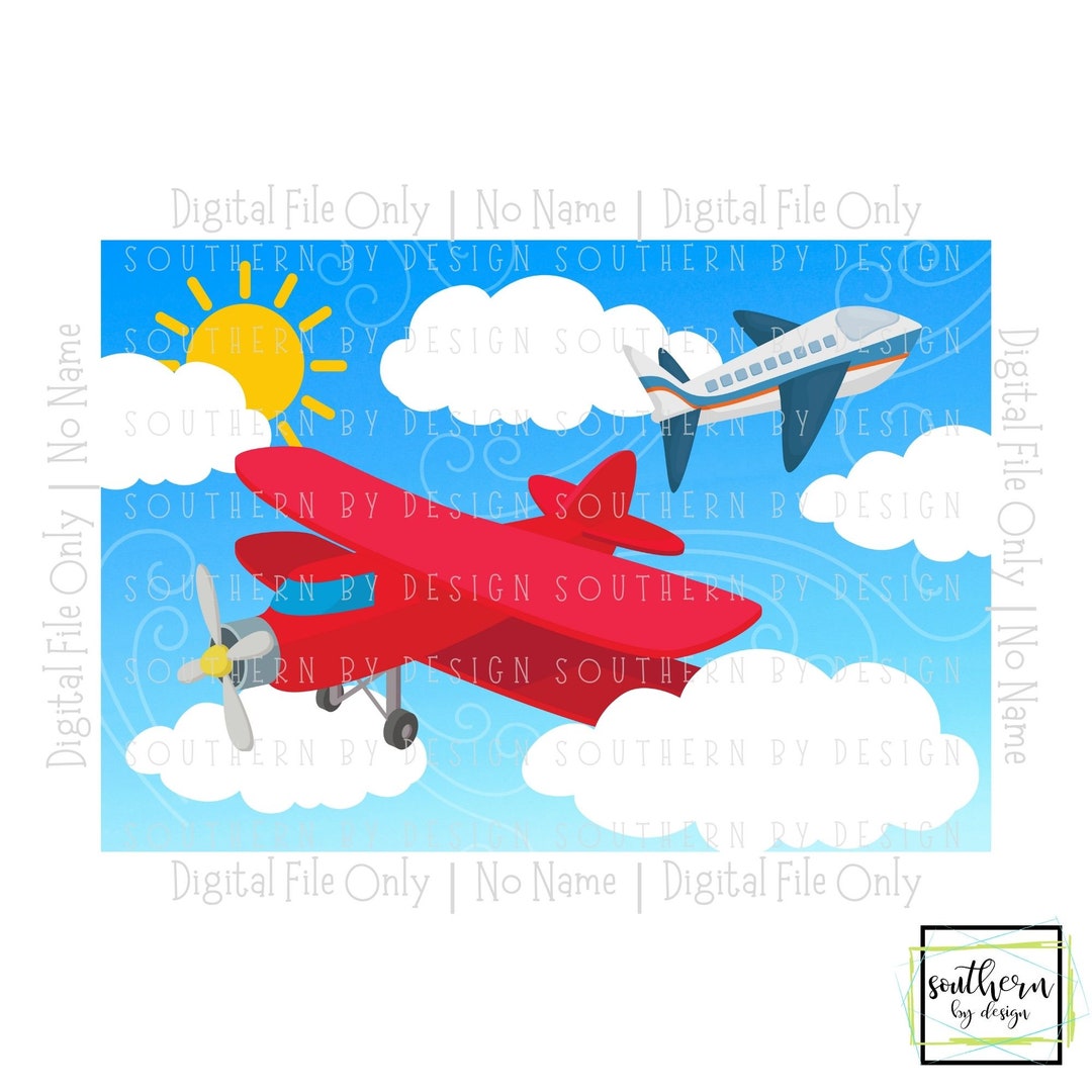 Airplane Digital Design Download, Airplane Sublimation Design, Kids ...