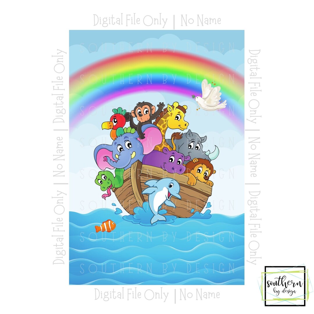 Noah's Ark Digital Design Download, Noah's Ark Sublimation Design, Kids ...