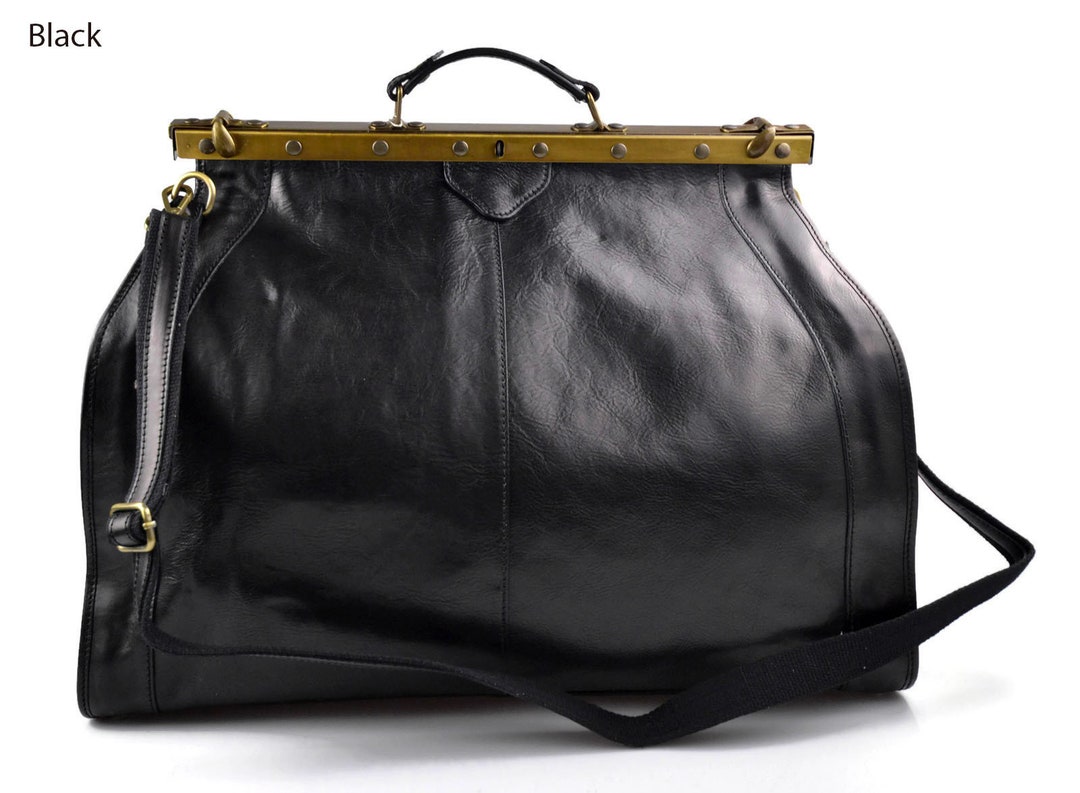 Doctor Bag Travel Men Leather Bag Women Doctor Duffel Bag Black Duffel ...