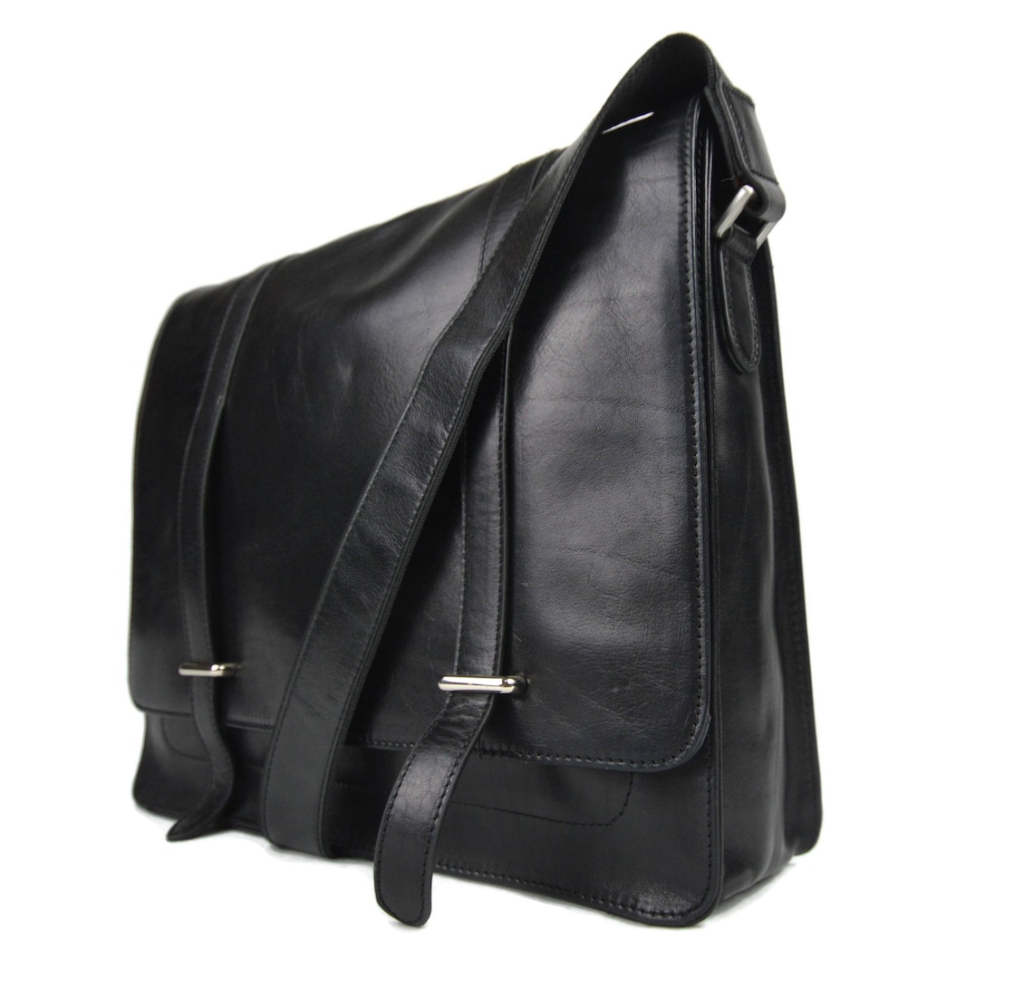 Mens Leather Messenger Bag Black Shoulder Bag Genuine Leather | Etsy