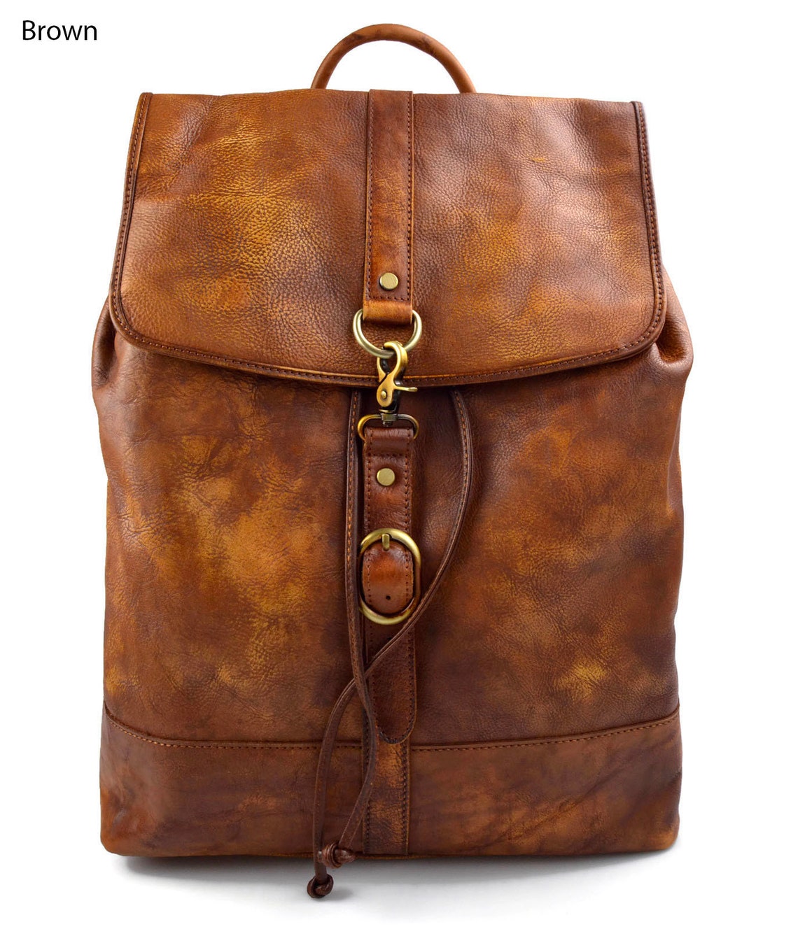 Vintage Leather Backpack Genuine Washed Leather Black Travel - Etsy