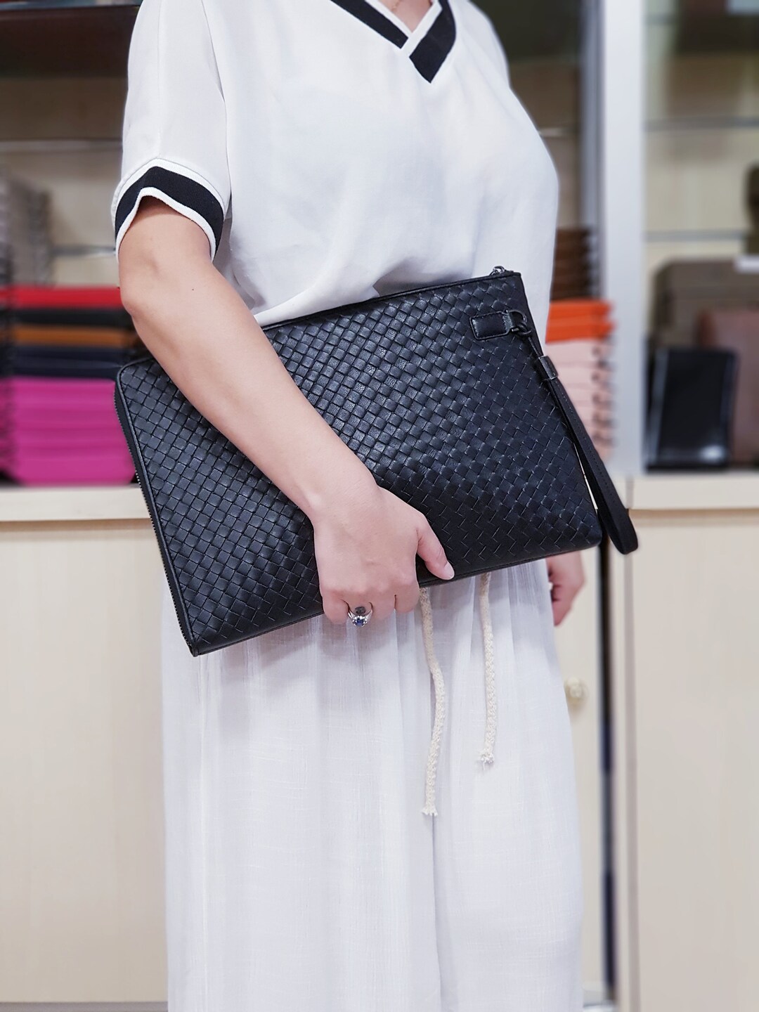 Leather Carry All Folder Tablet Folder Document File Folder Braided ...