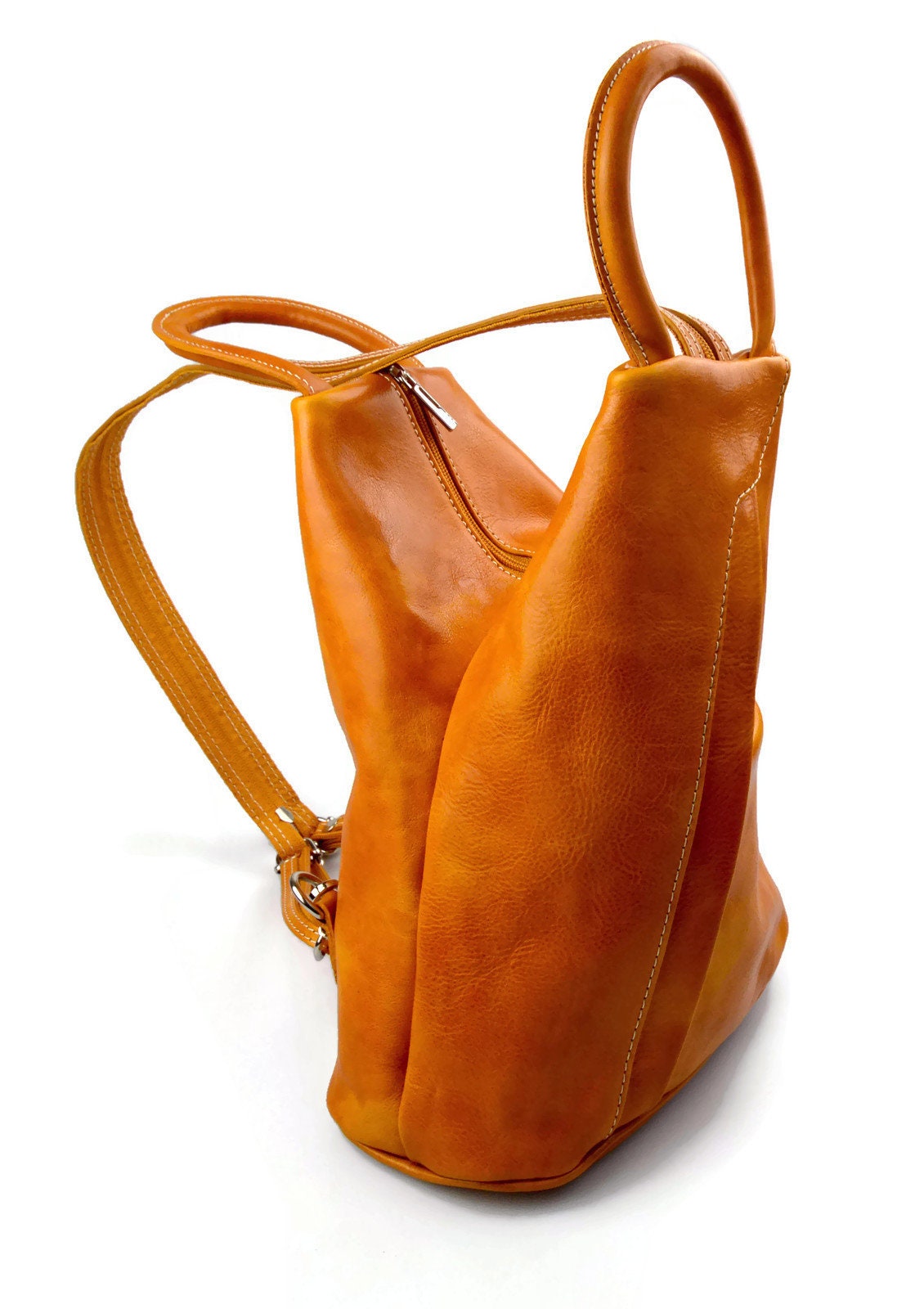 Leather Backpack Women Men Yellow Travel Bag Weekender Sports Bag Gym ...