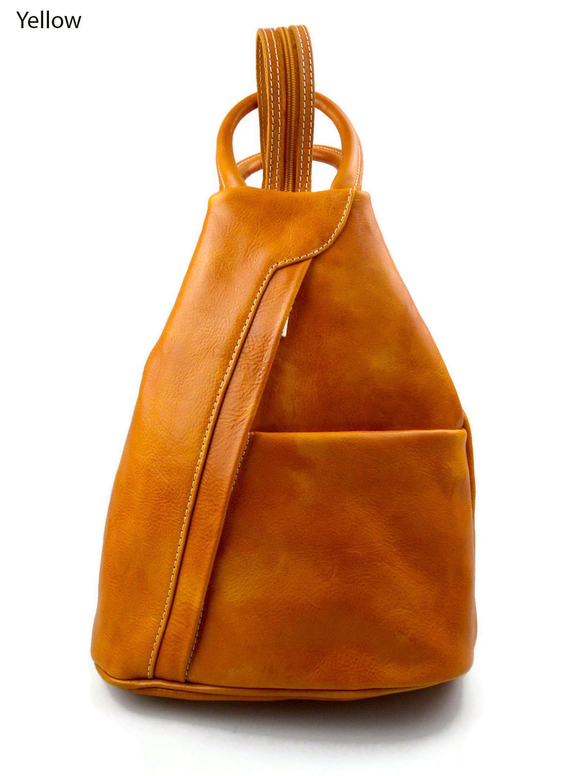 Leather Backpack Women Men Yellow Travel Bag Weekender Sports Bag Gym ...