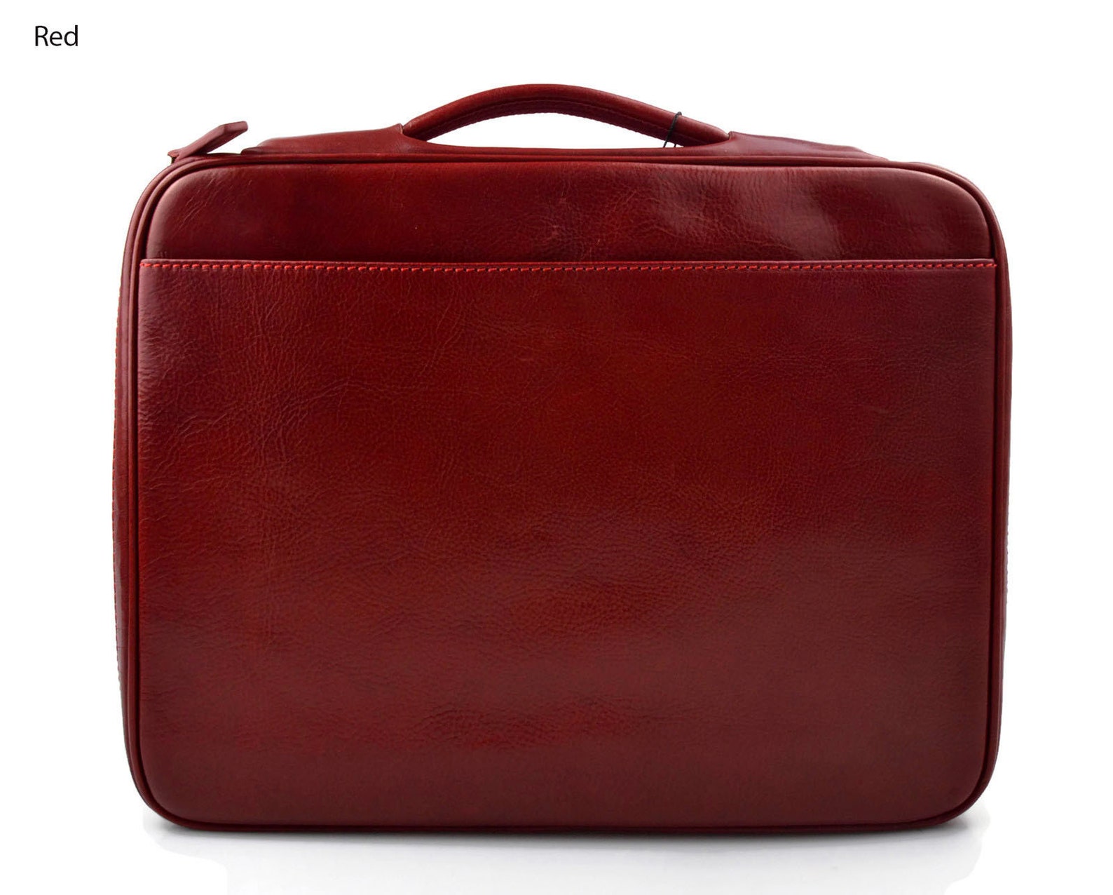 Leather Folder Document File Folder A4 Leather Zipped Folder Bag Red ...