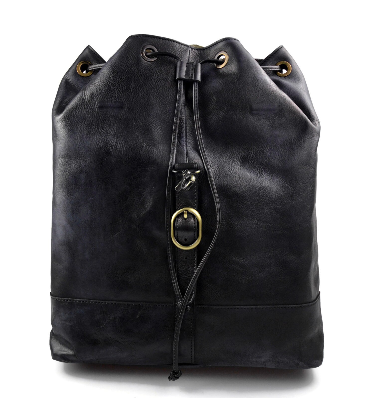 Vintage Leather Backpack Genuine Washed Leather Black Travel | Etsy