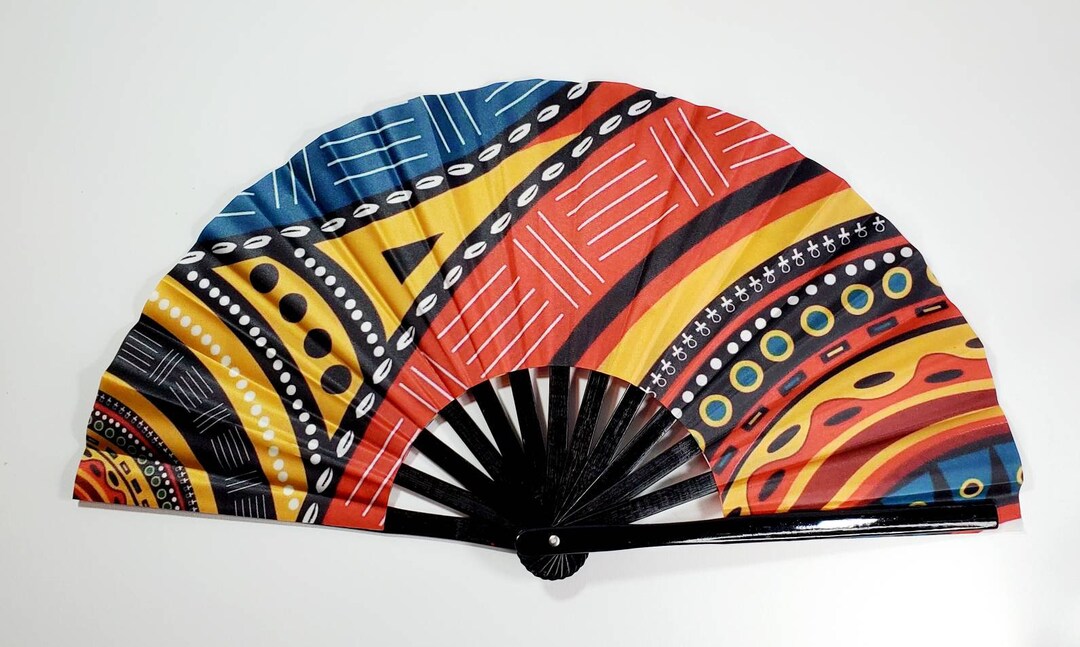 African Print Large Hand Fan Statement Hand Fan African Fan Bamboo Wall ...