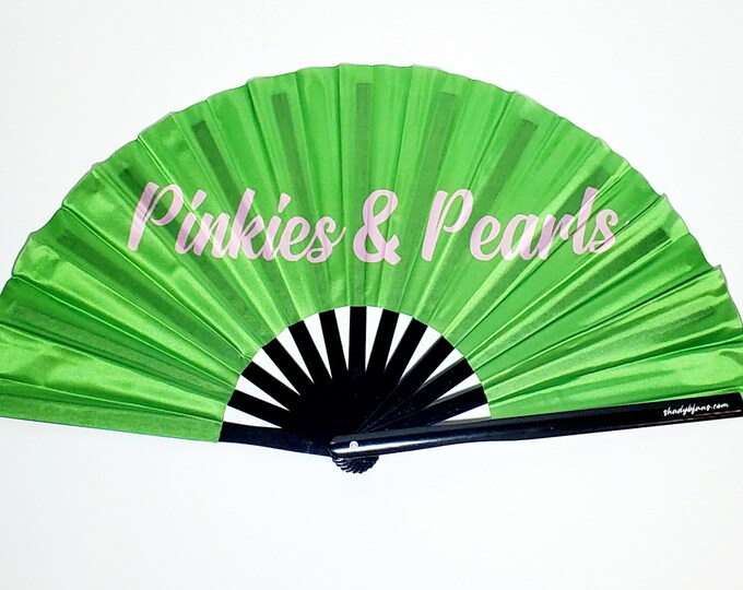 Alpha Kappa Alpha Inspired Large Hand Fan Pinkies and Pearls AKA Pink ...