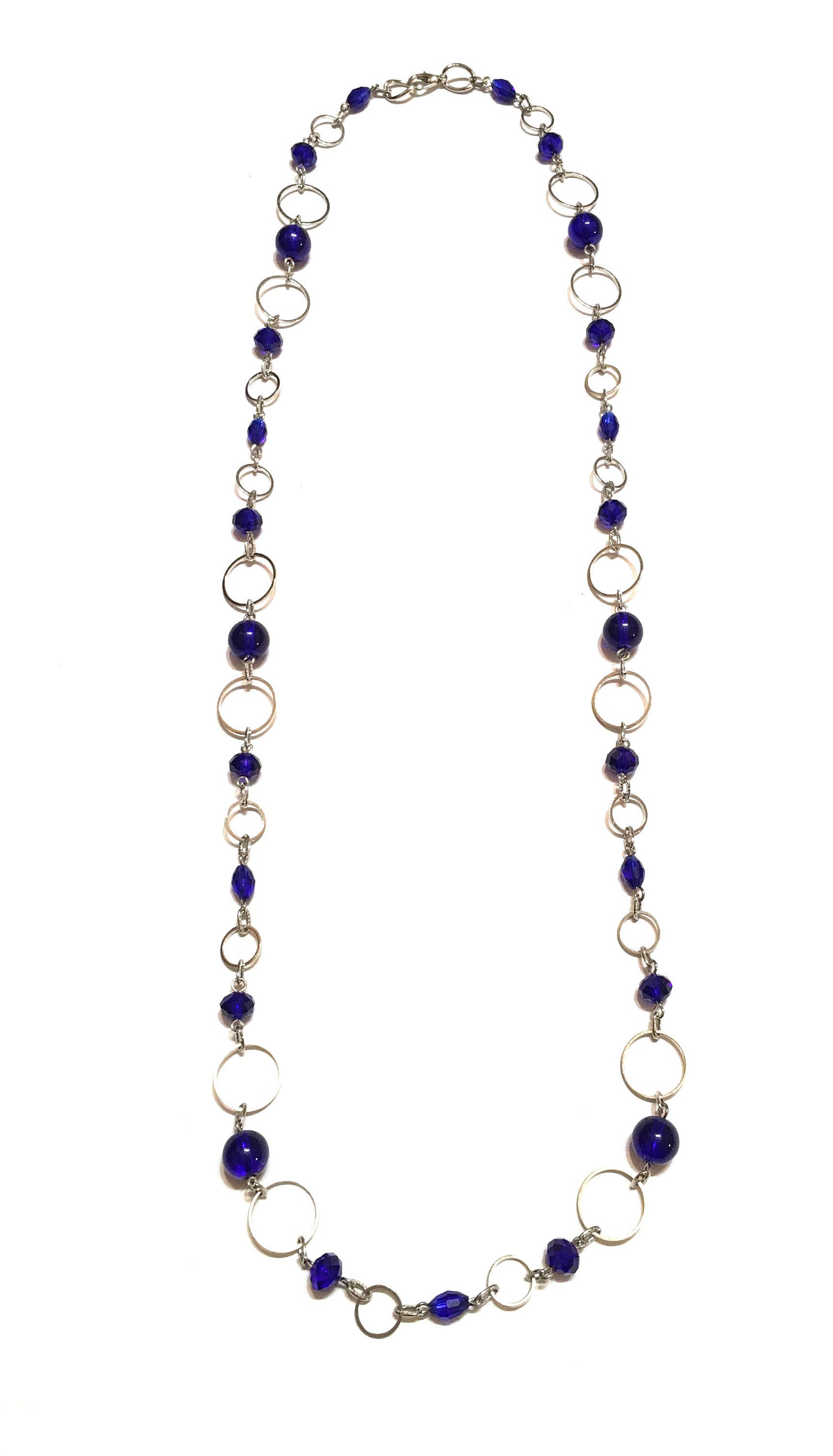 Necklace. Beaded. Blue. Silver Chain. Jewelry. - Etsy UK