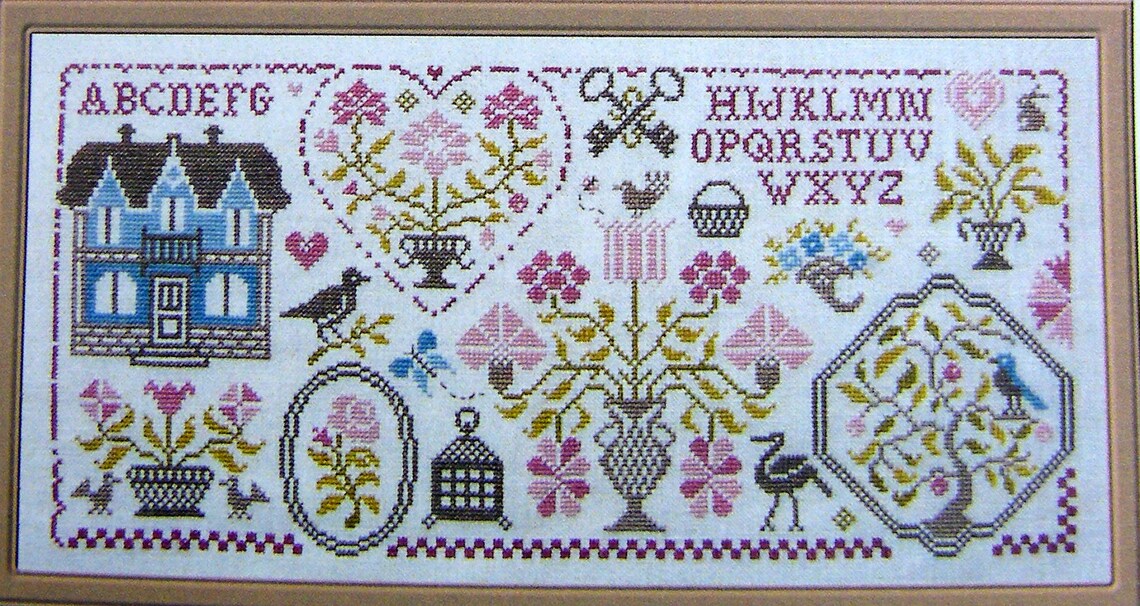 Quaker Sampler of Flowers 2 – Counted Cross Stitch Chart to Work in 9 ...
