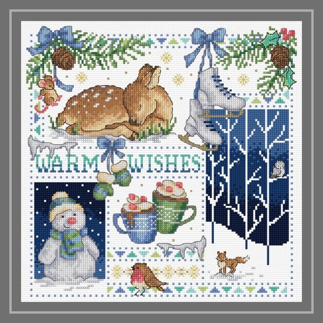 Warm Winter Wishes Counted Cross Stitch Chart. - Etsy