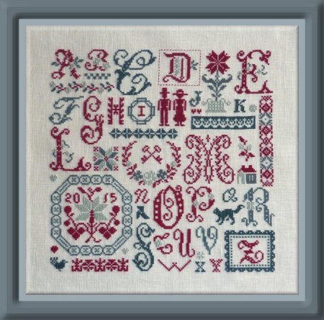 Alphabet and Quaker Sampler Red and Blue Colours of Famous - Etsy
