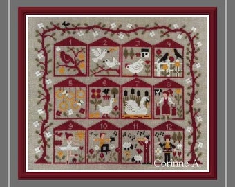 12 Days of Christmas Cross Stitch Finished Framed, Twelve Days ...