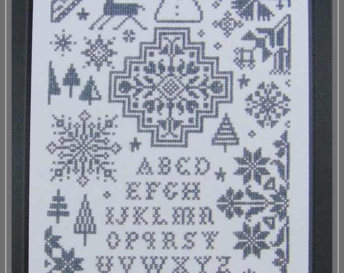 Winter Quaker Sampler Counted Cross Stitch Chart to Work in Monochrome ...