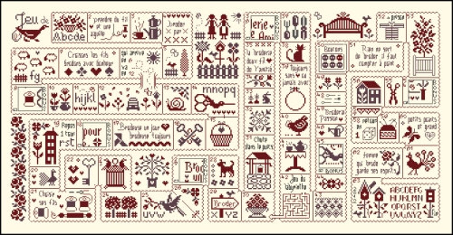 Goose Game - Jeu De L'oie - Printed Chart for Counted Cross Stitch ...