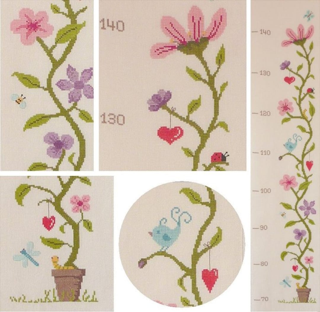 Flowers Height Chart. Counted Cross Stitch Chart. - Etsy
