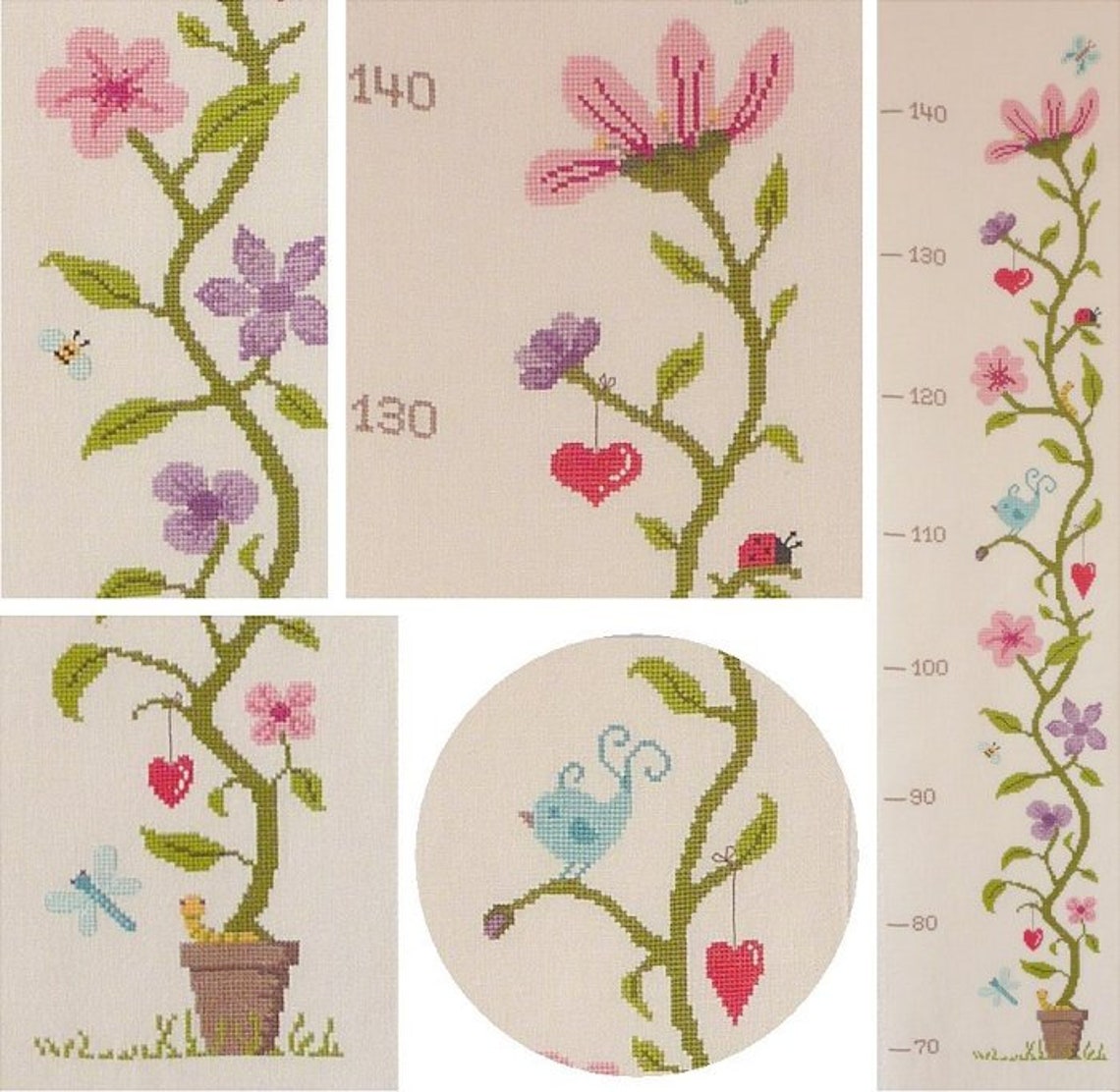 Flowers Height Chart. Counted Cross Stitch Chart. - Etsy
