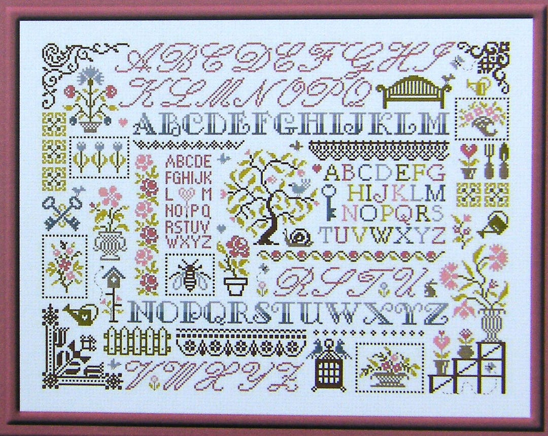 ABC Sampler of Flowers Counted Cross Stitch Chart: Garden Motifs - Etsy