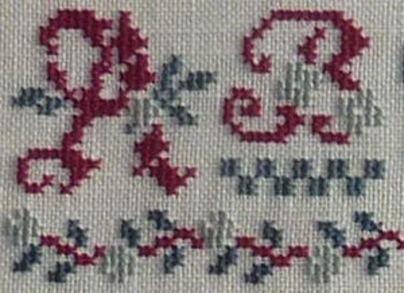 Alphabet and Quaker Sampler, Red and Blue Colours of Famous French ...