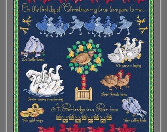 12 Days of Christmas Cross Stitch Finished Framed, Twelve Days ...