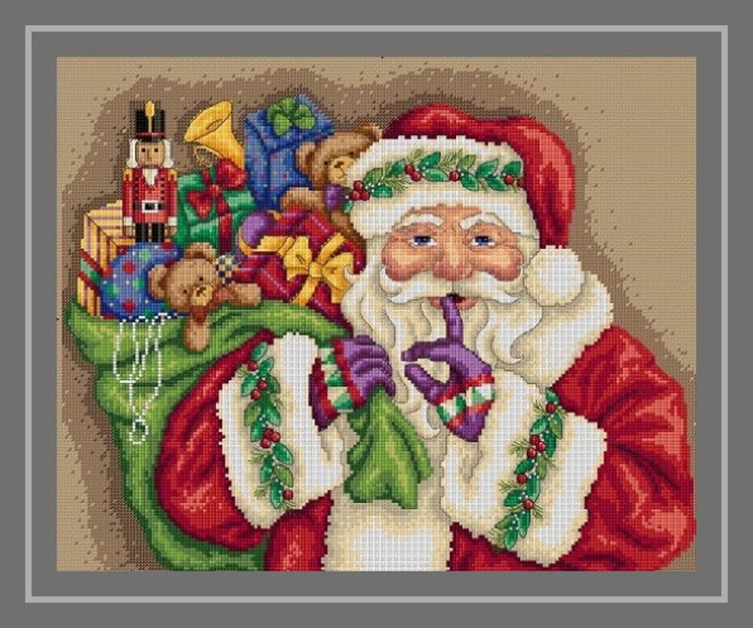 Ssh! Santa – Counted Cross Stitch Chart. - Etsy