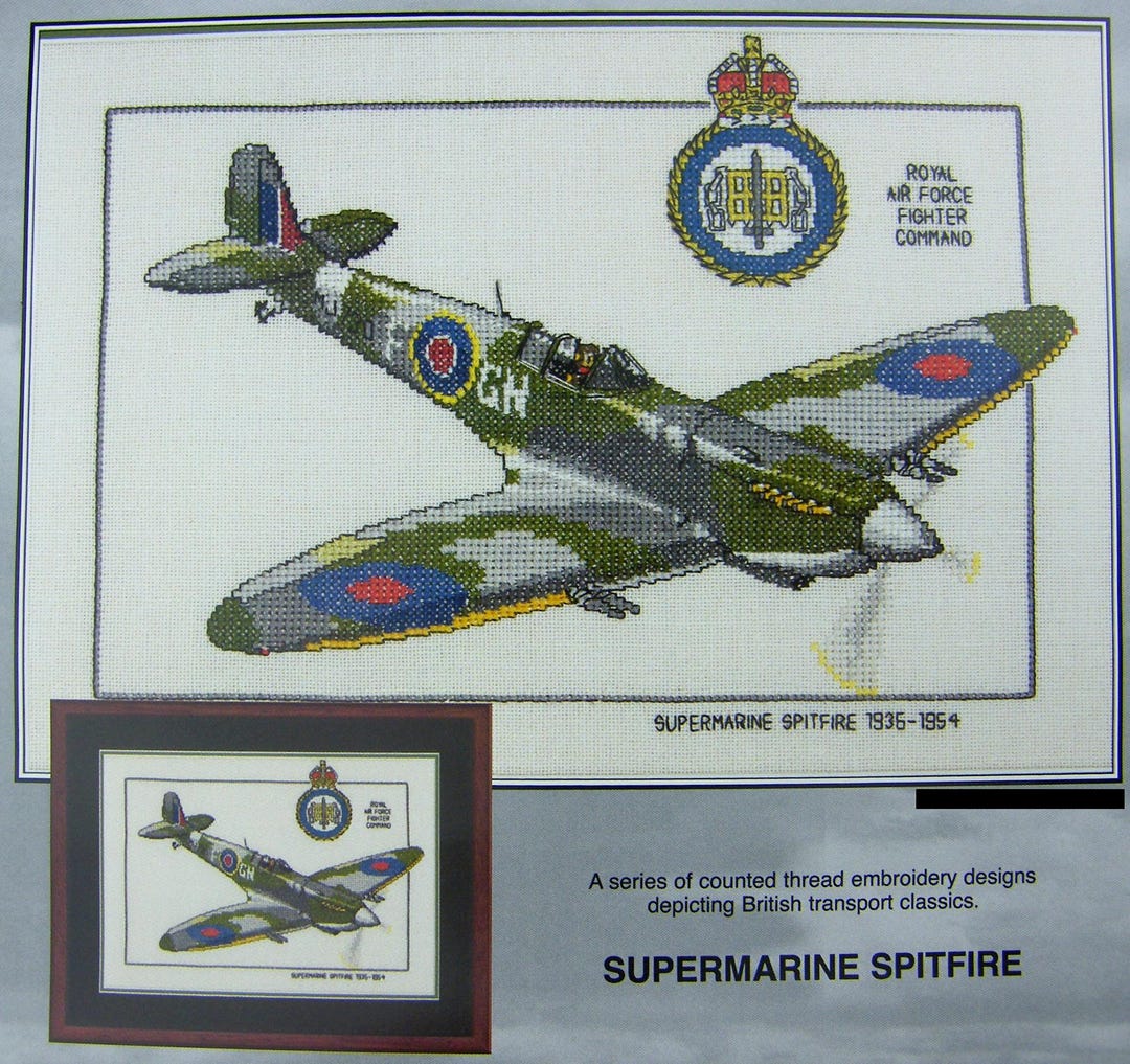 Supermarine Spitfire Airplane Counted Cross Stitch Chart - Etsy