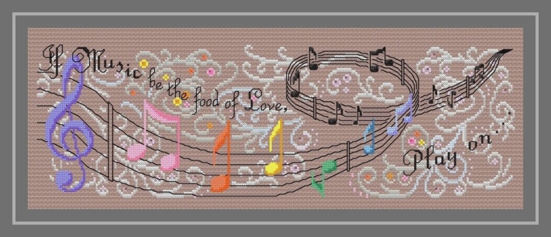 If Music .... Counted Cross Stitch Chart. Musical Theme Cross Stitch ...