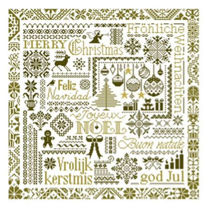 Red Christmas Sampler Counted Cross Stitch Chart. Features - Etsy