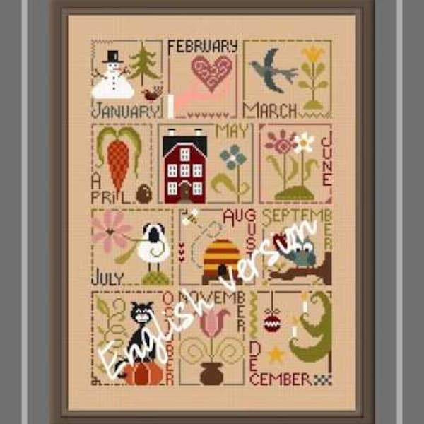Cross Stitch Months in the Year - Etsy