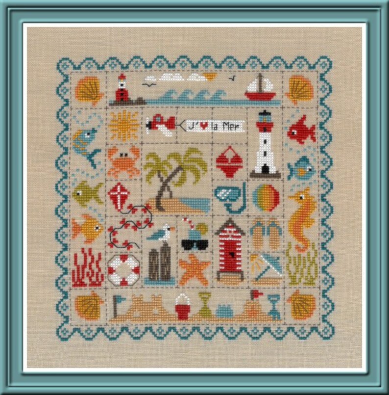 Patchwork on the Beach Counted Cross Stitch Chart. - Etsy
