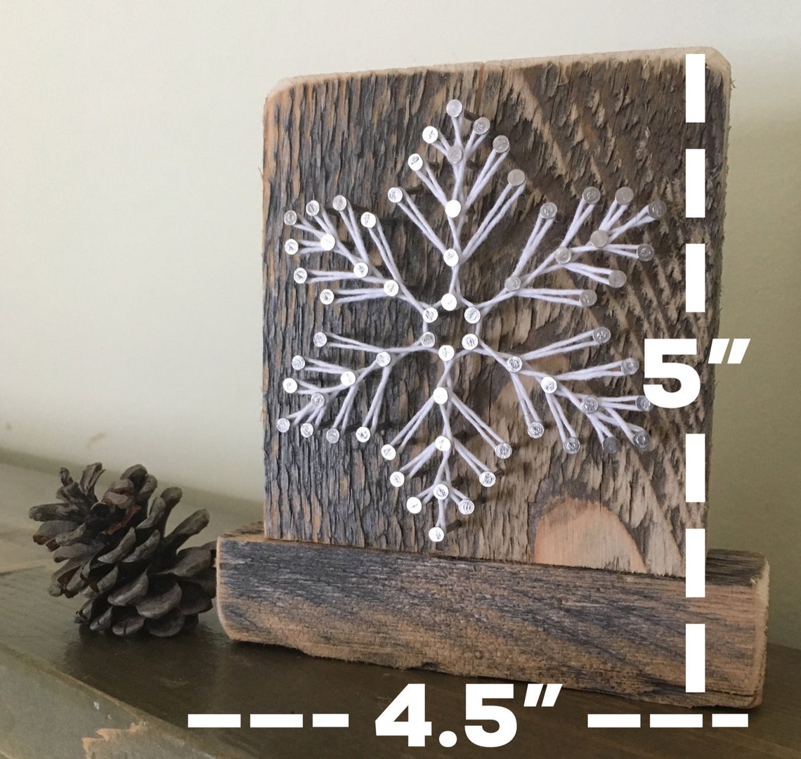 Snowy String Art Snowflake Block. A Sweet & Small Unique Gift. - Etsy