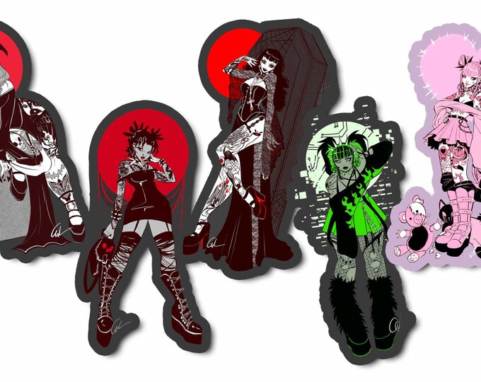 Goth Girls Sticker Set - Etsy