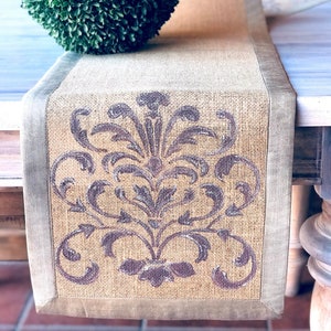 Farmhouse / Country Table Runner With Hand Painted Baroque Design ...