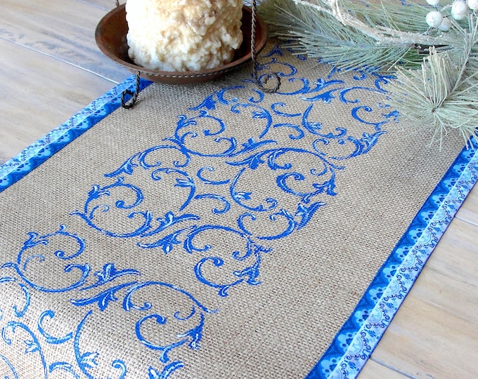 Tuscan Table Runner Blue Rustic Table Runner Farmhouse - Etsy