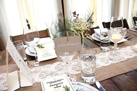 Burlap And Lace Table Setting