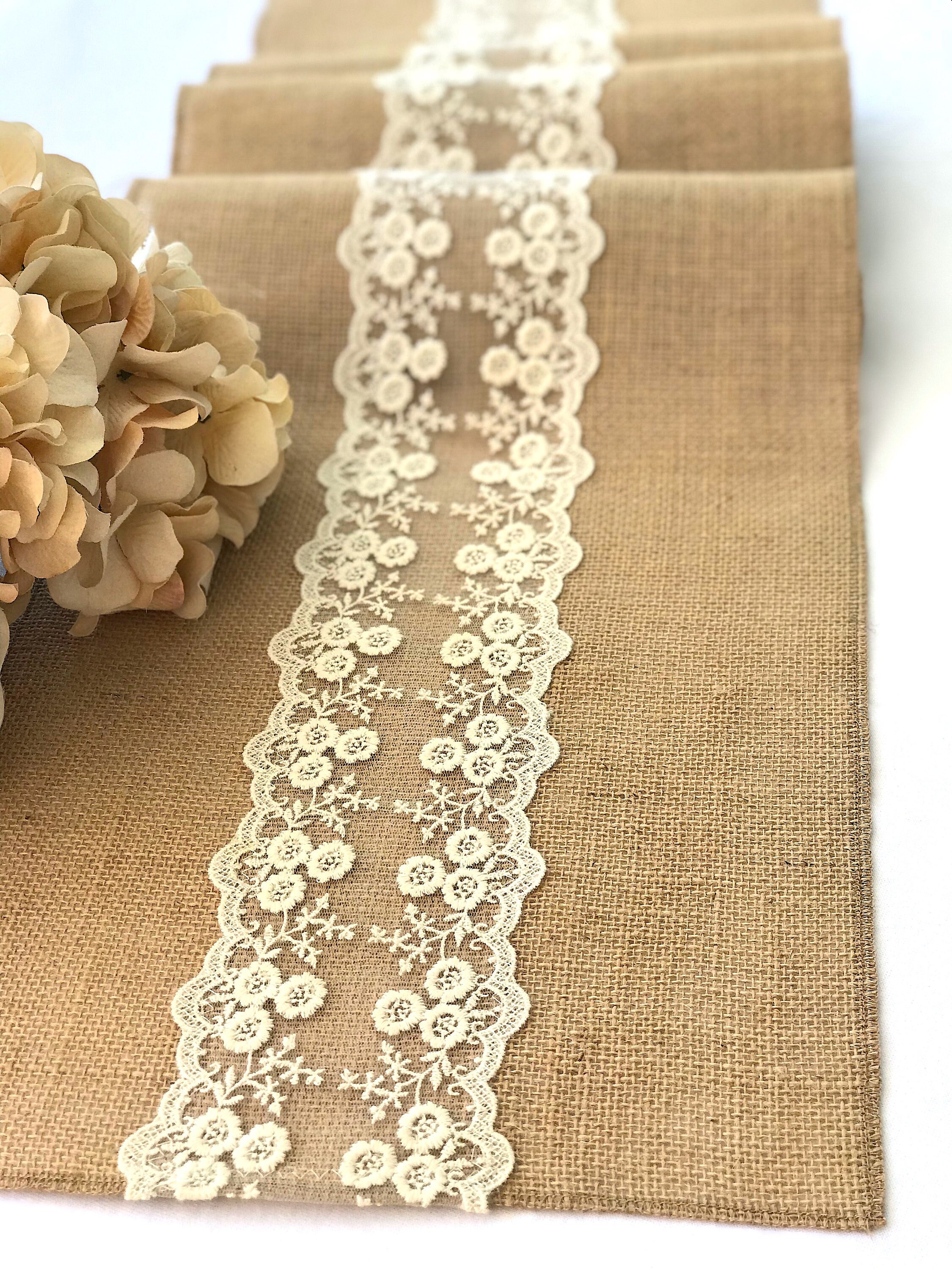 Rustic Wedding Table Runner Wedding Linens with Vintage | Etsy