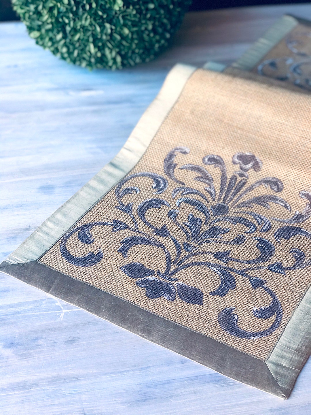 Farmhouse / Country Table Runner With Hand Painted Baroque - Etsy